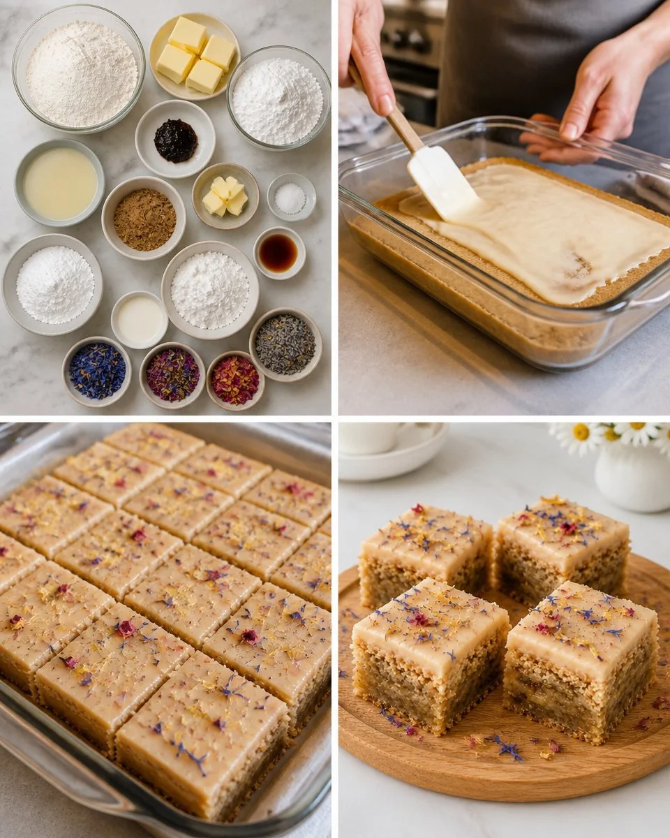 Vanilla Bean Floral Shortbread Bars